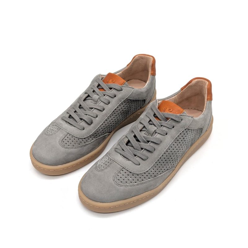 Herrensneaker mit Perforation - Sperber - hellgrau - Bioleder