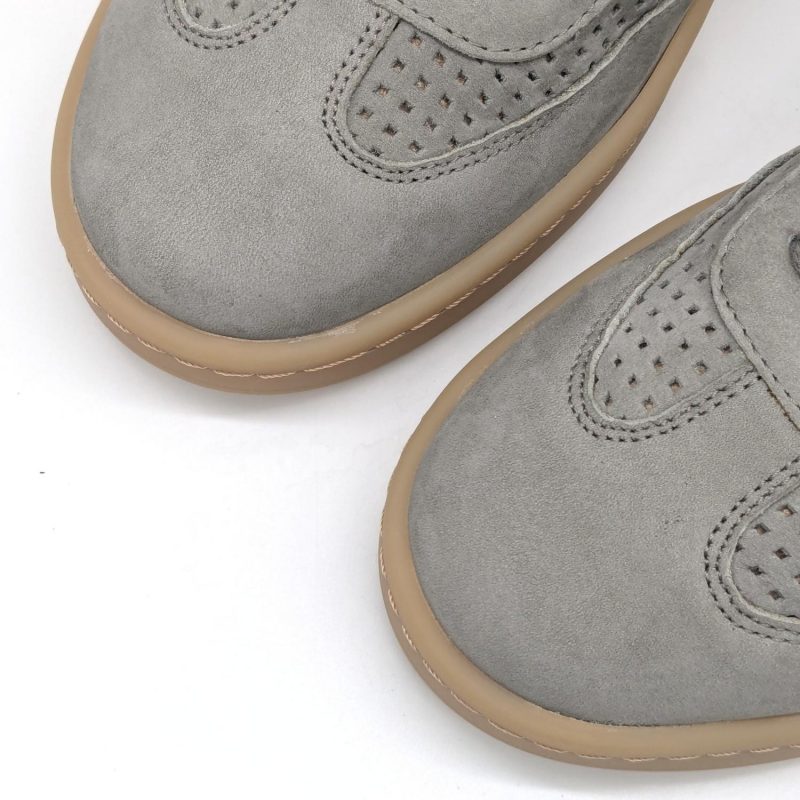 Herrensneaker mit Perforation - Sperber - hellgrau - Bioleder